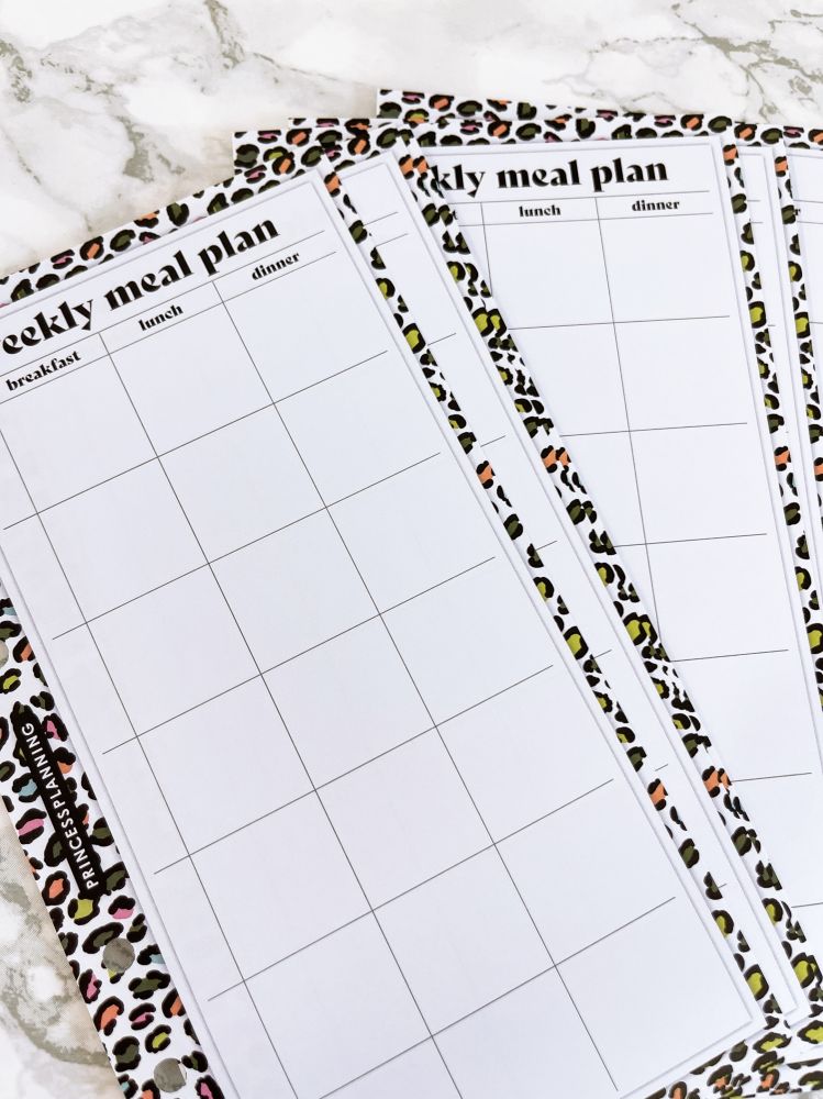 Petite Planner - Leopard Print Theme Weekly Meal Planner Inserts